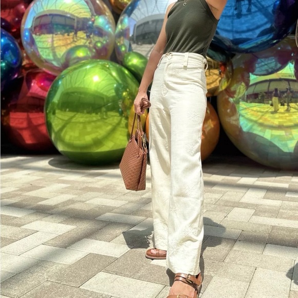 Zara | Pants & Jumpsuits | Zara Embroidered Linen Blend Pants | Poshmark